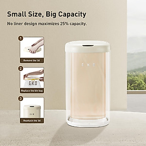 EKO Vintage Automatic Trash Can,12L / 3.2 Gal Small Motion Sensor Bathroom Trash Can with Lid, Soft Square Wastebasket Touchless Garbage Can, Vanilla Stainless