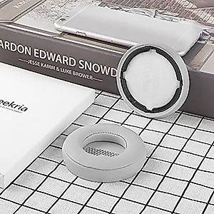 Geekria QuickFit Protein Leather Replacement Ear Pads for JBL Live 400BT Headphones Earpads, Headset Ear Cushion Repair Parts (Grey)