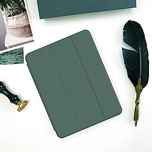 Dwopar for iPad Air 6/5/4 Case, iPad Air 5th/4th Generation Case for 10.9 Inch 2022,2024 Protective Cover for iPad Air 11 inch with Pencil Holder, Support Wireless Charging, Smart Trifold Stand(Green)