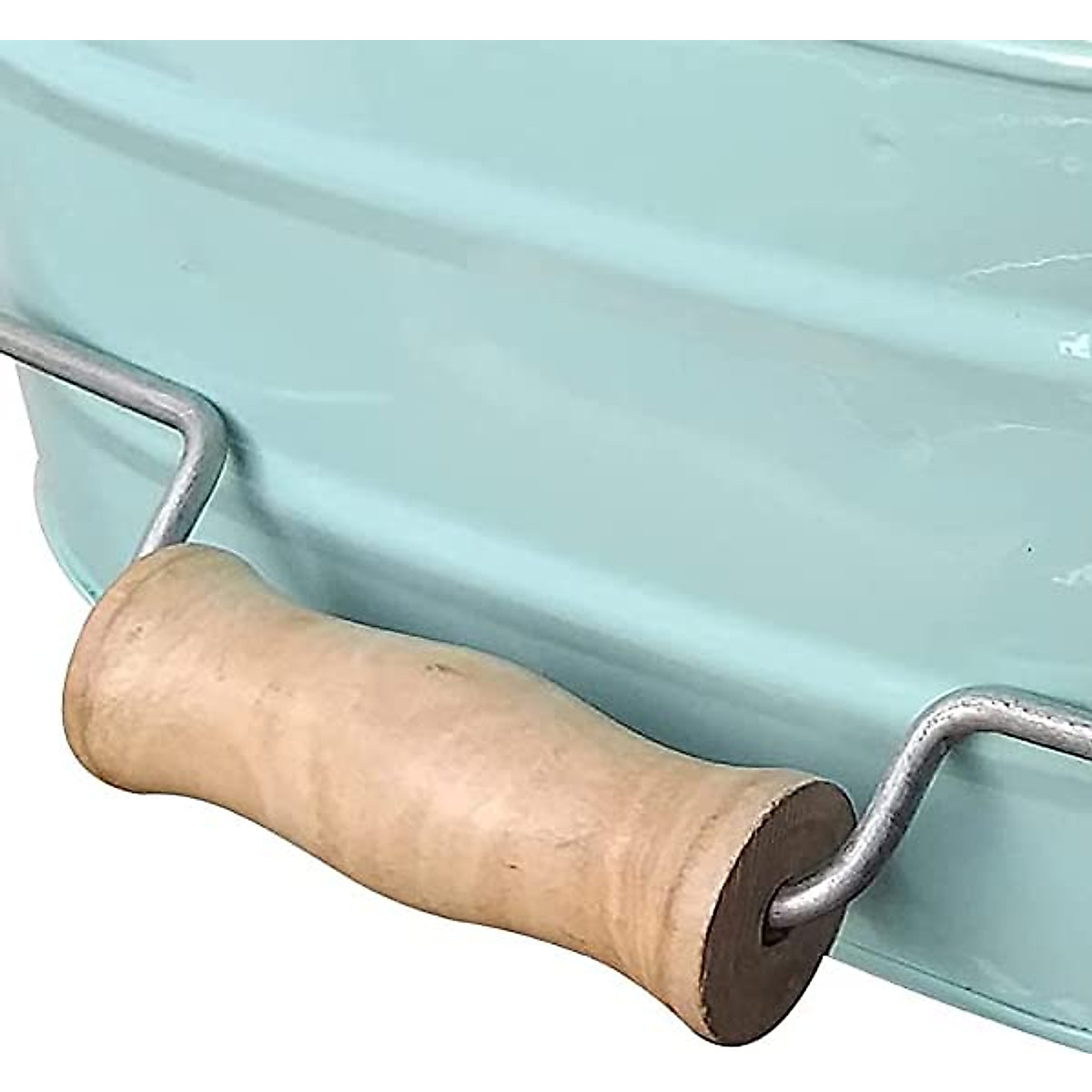 Homebia Designs Galvanized Metal Caddy with 4 Compartments, Rustic Farmhouse Kitchen Indoor Outdoor Picnic Utensil Holder, Multipurpose Storage Bin, Metal Garden Planters - 12 Inch - Aqua
