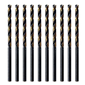 MAXTOOL 7/64" 10pcs Identical Jobber Length Drills HSS M2 Twist Drill Bits Fully Ground Black & Bronze Straight Shank Drills; JBF02H10R07P10