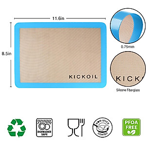 Small Silicone Baking Mats Quarter Sheet Baking Mats Non Stick Silicone Oven Liners, BPA Free, Professional Grade Silicon Baking Sheet for Cookies, Macarons Bread & Pastry, Toaster Pad Set of 3 Pack