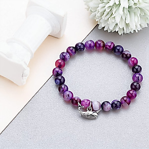 ARHTF Narwhal Bracelet Narwhal Unicorn of The Sea Aquamarine Beads Narwhal Jewelry for Women Daughter Girlfriend Narwhal Lovers Gift (purple narwhal)