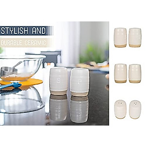 Nat & Jules Raw Bottom White 3 x 2 Ceramic Salt and Pepper Shaker 2 Piece Set