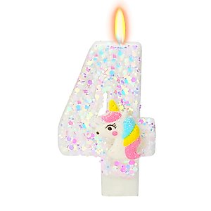 FAMGift Birthday Candles - Number 4 Candle, Birthday Candles for Cake, Birthday Party Supplies, Birthday Decorations for Cake Topper, Cartoon Theme Party Supplies