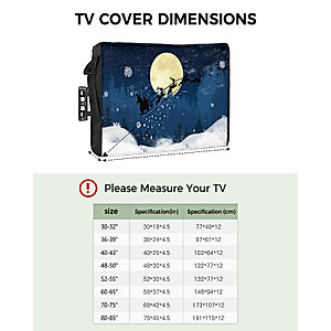 Outdoor TV Cover - Christmas Snow Eve Scene Santa Reindeer Moon Waterproof and Weatherproof 40"-43" LCD Movable Shield TV Display Screen Protector Outside Television Covers