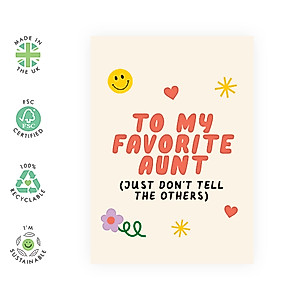CENTRAL 23 Birthday Card for Aunt - Funny Aunt Birthday Card Form Nephew Or Niece - 'My Favorite Auntie' - Comes With Fun Stickers - Made In UK