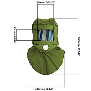 QWORK Sand Blasting Hood Cap, Shawl Cap Sandblasting Mask Anti Dust/Wind Sandblasting Tool Mask,Cut/Scratch/Heat Resistant Neck Protector, Green