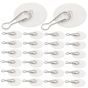 Cabilock 50 Sets Ceiling Hook Outdoor Hooks for Hanging Wall Mounted Hooks Heavy Duty Clothes Hanger Ceiling Hanging Hooks Sticky Hooks Clear Hooks Self Adhesive White Disc Poster Pole