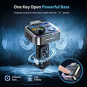 UNBREAKcable Bluetooth FM Transmitter for Car, PD 36W Fast Charging, Wireless Bluetooth FM Radio Adapter, Cigarette Lighter Car Kit Hands-Free Calls, HiFi Bass Boost MP3 Music Player Support USB Drive