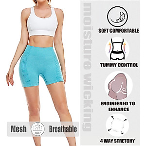 AHLW Seamless Workout Shorts for Women High Waist Tummy Control Breathable Athletic Gym Running Shorts