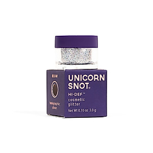 Unicorn Snot Body Glitter -Long-Lasting, Holographic Hi-Def Cosmetic Glitter for Face, Lip & Body- Glitter Lip Gloss, Metallic Eyeshadow Makeup - Iridescent Glitter,Finely Milled Sparkle, Silver(Kiss)