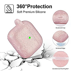 MOFREE Compatible with Airpods 3 Case Cover 2021, Soft Silicone Protective Case for Airpods 3rd Generation Case with Bling Elephant Keychain, Charging Case for AirPods Gen 3 Case Women (Rose Gold)