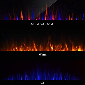 Masarflame 42" Recessed Electric Fireplace Insert, 5 Flame Settings, Log Set or Crystal Options, Temperature Control by Touch Panel & Remote, 750/ 1500W Heater, Black