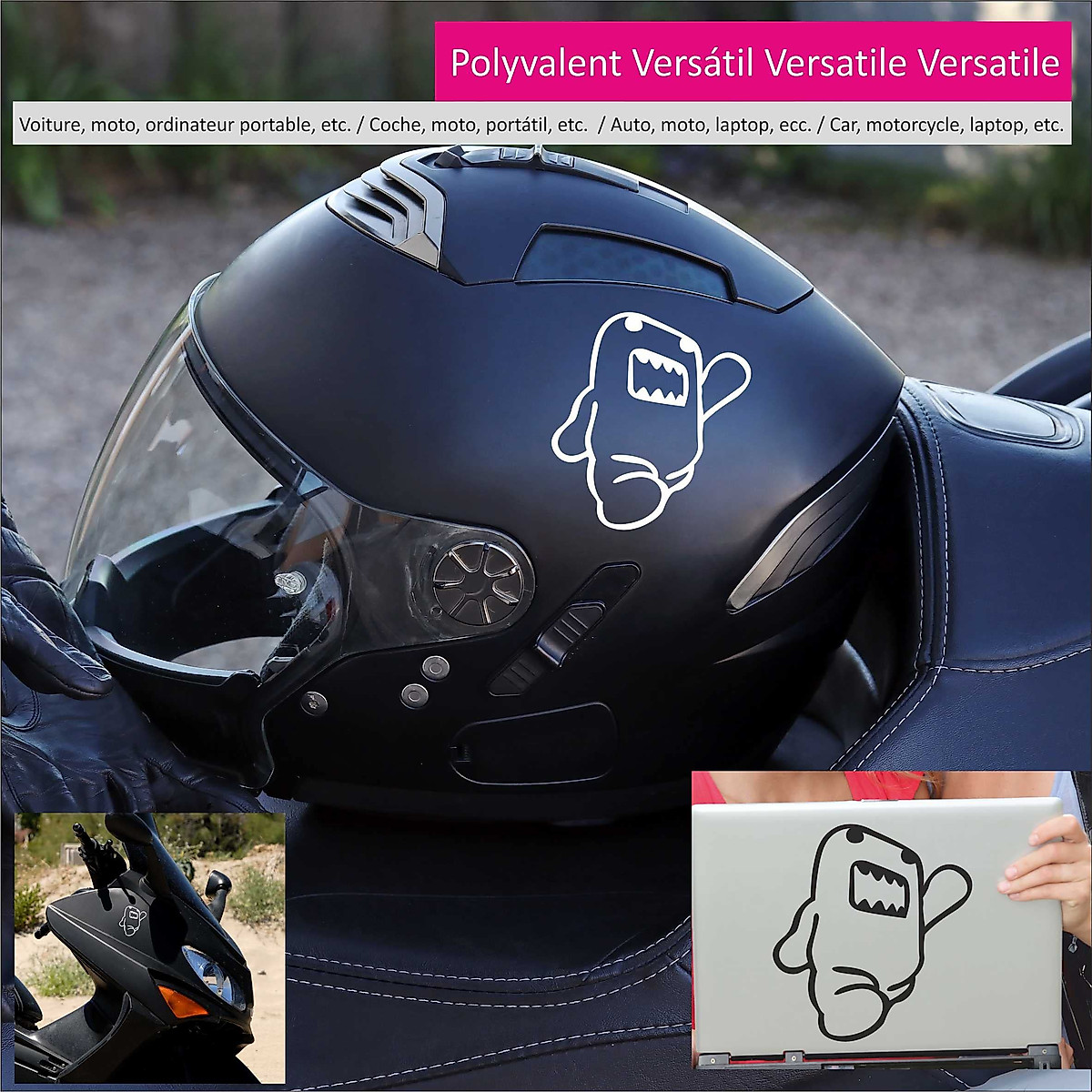 JINTORA Sticker - Decal - JDM - Die Cut - Domo Kun in Progress - Fish - 107x99 mm - JDM - Die Cut - Car - Truck - Bus - Window - Laptop - Coach - Rear Window - White