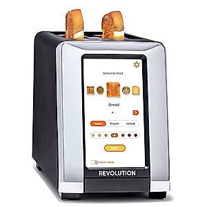 Revolution InstaGLO R180B – NEW! 2-Slice, Matte Black/Chrome Touchscreen Toaster with high-speed smart settings for perfect toasting – Compatible with Revolution Panini Press accessory for crispy, melty sandwiches and quesadillas in your toaster!