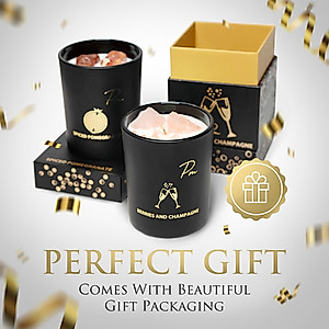 Luxury Crystal Candle, Spiced Pomegranat Scented, Candles with Crystals Inside, Aromatherapy Healing Candles, Red Agate Crystals, 6Oz Jar