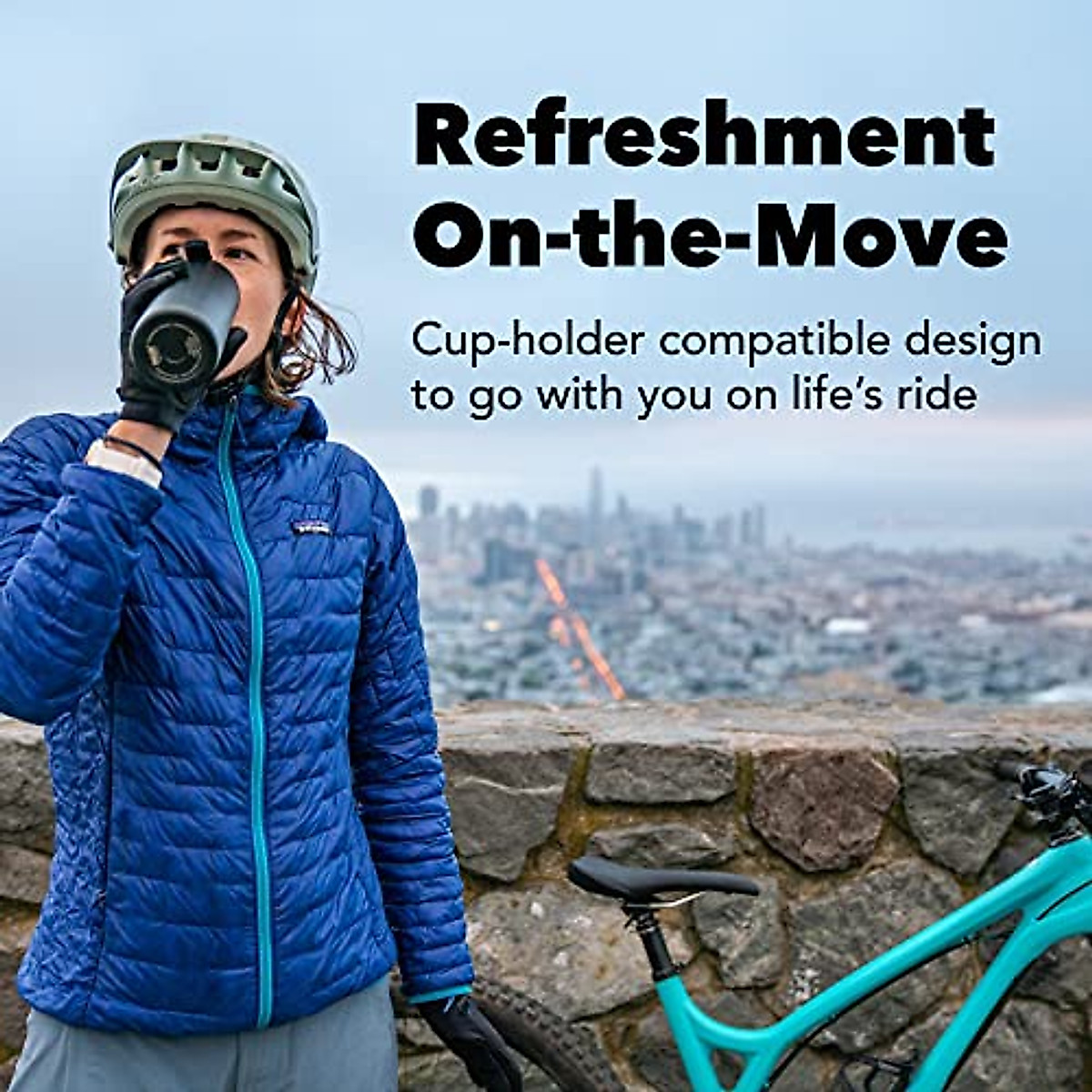 MiiR, Flip Traveler, Double-Wall Vacuum Insulated with Leakproof Lid, BPA-Free Stainless Steel Construction, Sandstone White, 16 Fluid Ounces