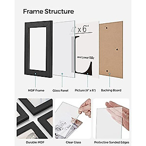 SONGMICS 4X6 Collage Picture Frames for Wall Decor, 12-Pack , Black Photo Collage Frame, Multi Picture Frame Set with Glass Front, Assembly Required