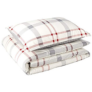 Eddie Bauer Home | Portage Bay Collection | 100% Cotton Soft & Cozy Premium Quality Plaid Comforter with Matching Shams, Twin, Grey