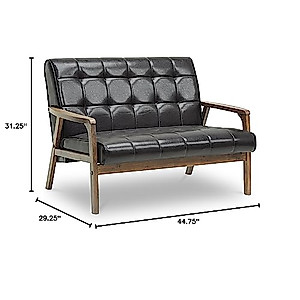 Baxton Studio Mid-Century Masterpieces Love Seat, Brown