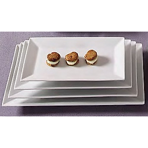 CAC China KSE-13 Kingsquare Porcelain Rectangular Platter, 11-1/2" x 6-1/4", Super White, Box of 12