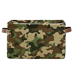 HUXINO Storage Basket Cube,Camo Camouflage Large Storage Bin Box Collapsible Clothes Toys Organizer Laundry Basket for Shelves Closet Kids Nursery Bedroom, 1 Pack