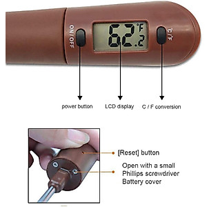 UECOOL Digital Spatula Thermometer, with Fast Read Digital Professional Durable Canning Thermometer for Precise Control of Candy, Jelly and Food Temperature (Brown)