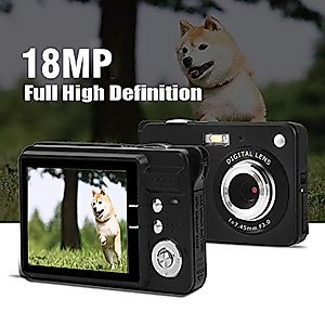 Digital Camera 8X Zoom Card Digital Camera 18 Mp 2.7in LCD Display Maximum Support 32gb Memory Card Built-in Microphone Selfie Camera for Boys and Girls(Black)