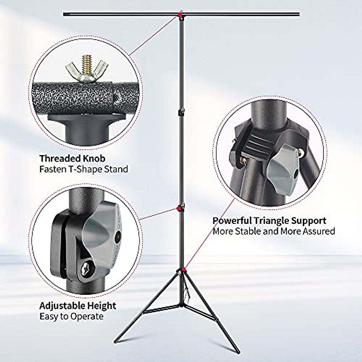 Hemmotop Green Screen Backdrop with Stand Kit 5x6.5ft for Zoom, 2-in-1 Reversible Blue Screen and Green Screen with Portable T-Shaped Background Support Stand, 5 x Backdrop Clip