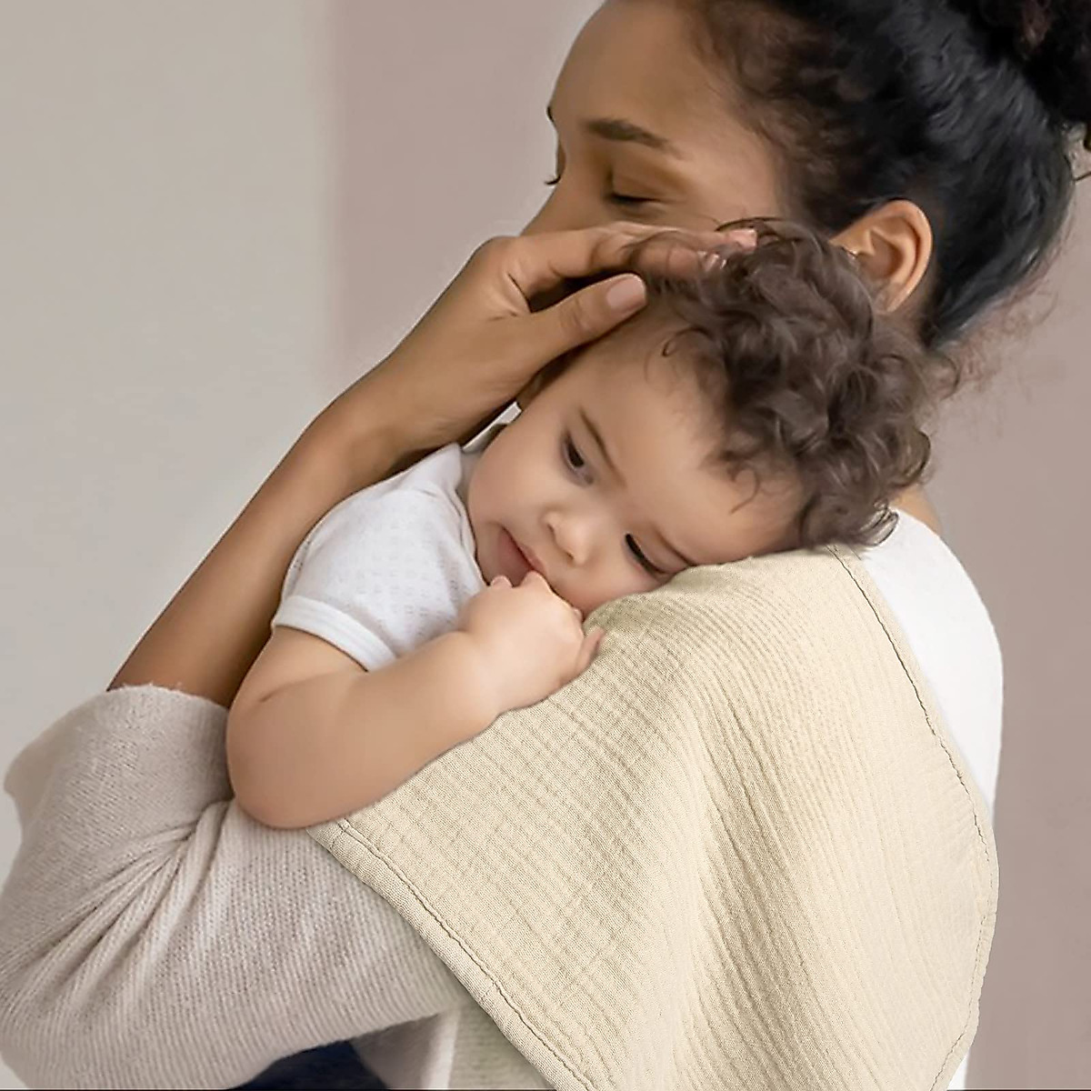 lulumoon Muslin Burp Cloths Sets - Large Cotton Burping Cloth Super Soft and Absorbent for Baby Boys and Girls 6pack (Brown)