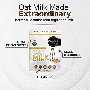 Oat Milk Powder 21oz - Natural and Plant Based Milk with a Clean Formula - Gluten-Free, Vegan, USDA Organic Certified, Non-GMO, Dairy Free, and Lactose Free Milk Powder with No Refrigeration Required