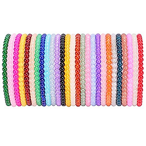 WAINIS 27PCS 4mm Glass Beaded Bracelets for Women Elastic Stretch Round Bead Healing Tiny Bracelet Multicolor Handmade Stackable Beads Bracelet