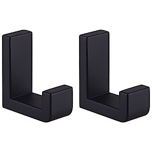 Angle Simple Bath Robe Hook 2 PCS, SUS304 Stainless Steel Bathroom Coat Towel Holder, Heavy Duty Wall Hook, Matte Black