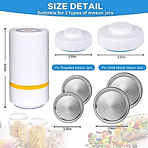 Electric Mason Jar Vacuum Sealer, Nogegra Jar Vacuum Sealer Kit for Regular and Wide Mouth Mason Food Jars, Canning Sealer with Electric Portable Vacuum Pump and Vacuum Seal Bags for Food Storage and Fermentation