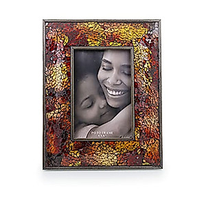 LushAccents Photo Picture Frame - 4" x 6", Mosaic Glass Premium Frame for Wall and TableTop Display