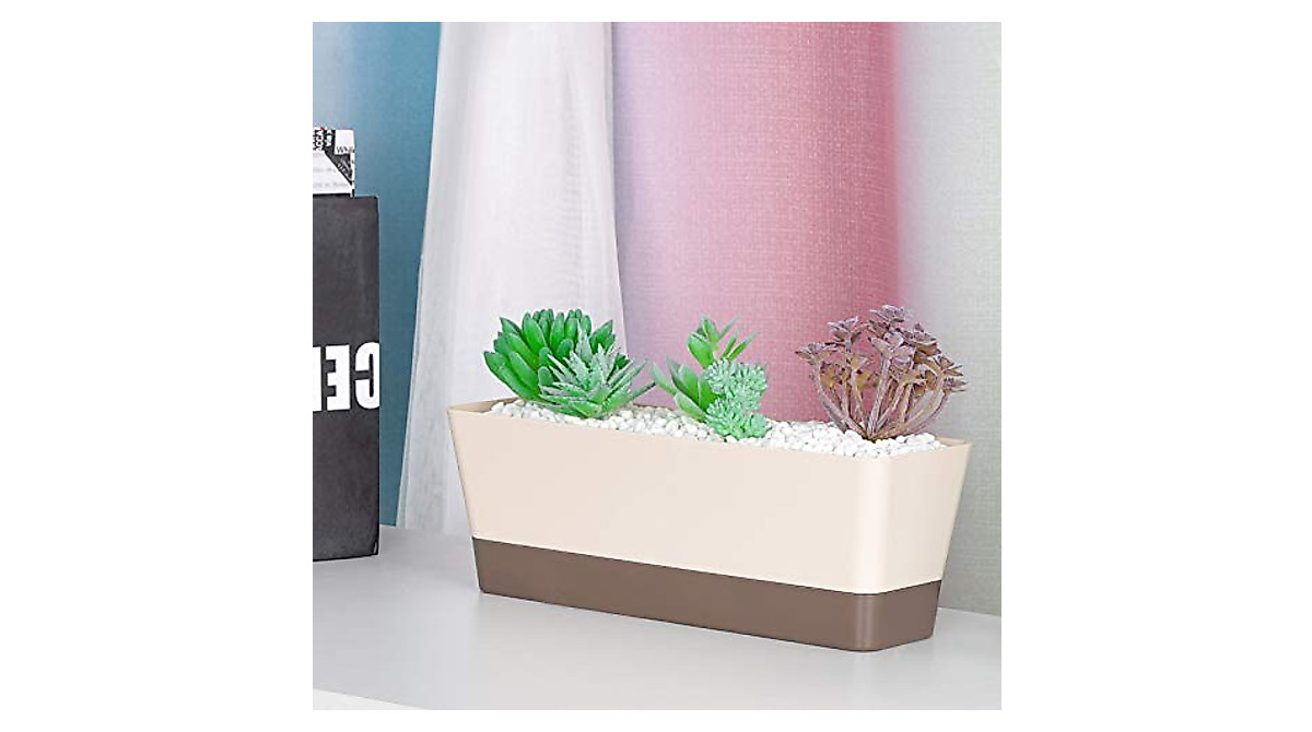GROWNEER 3 Packs 12 Inches Window Boxes Rectangle Planter with 15 Pcs ...