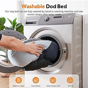 SHU UFANRO Calming Dog Beds for Small Medium Dogs and Cats, Round Dog Cuddler Cozy Bed, Washable Fluffy Plush Pet Bed with Waterproof Bottom (23"x 23"x 8")