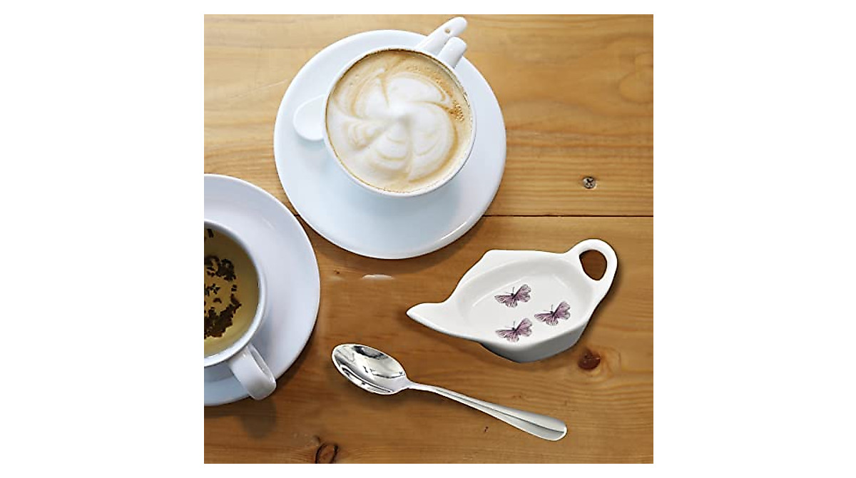 Ceramic Teabag Holder Set - Teapot Design 4.5 Inches