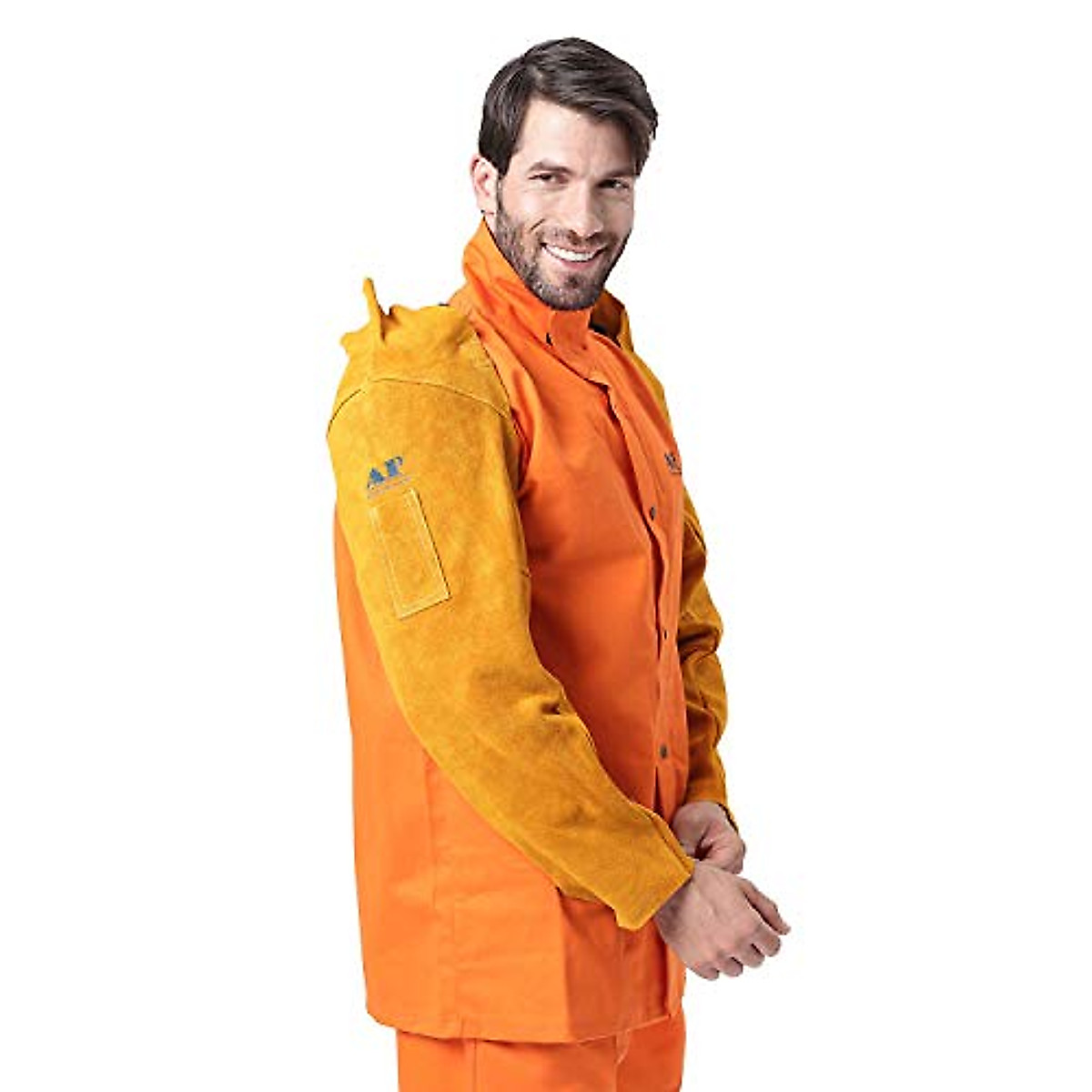 Joyutoy Leather Welders Sleeve Heat Resistant Hand Sleeve Shoulder Extension Welding Apparel,Protect Hand And Arm,Brown 23" Leather Sleeves for Welding