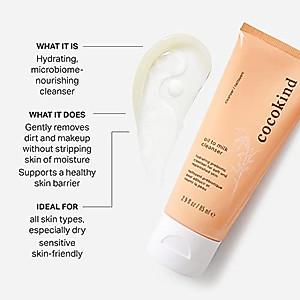 Cocokind Oil to Milk Face Wash, Oil Based Cleanser and Oil Makeup Remover - Cleansing Oil, Cleansing Milk and Cream Cleanser, Oil Cleanser for Face