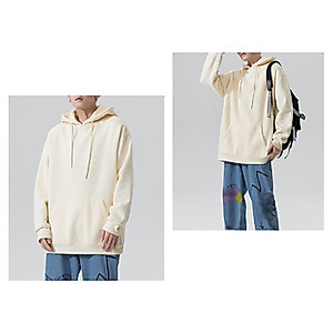 Maiyifu-GJ Men's Solid Loose Fit Pullover Hoodies Casual Athletic Hooded Sweatshirts Long Sleeve Hoodie with Kanga Pocket (Apricot,Large)