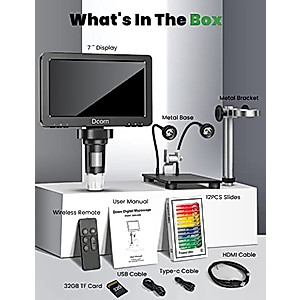 HDMI LCD Digital Microscope with IPS Screen, Dcorn 7" Coin Microscope for Coin Collection Supplies, View Entire Coin,16MP Soldering Microscope with Lights for Adults, 32GB Card Included