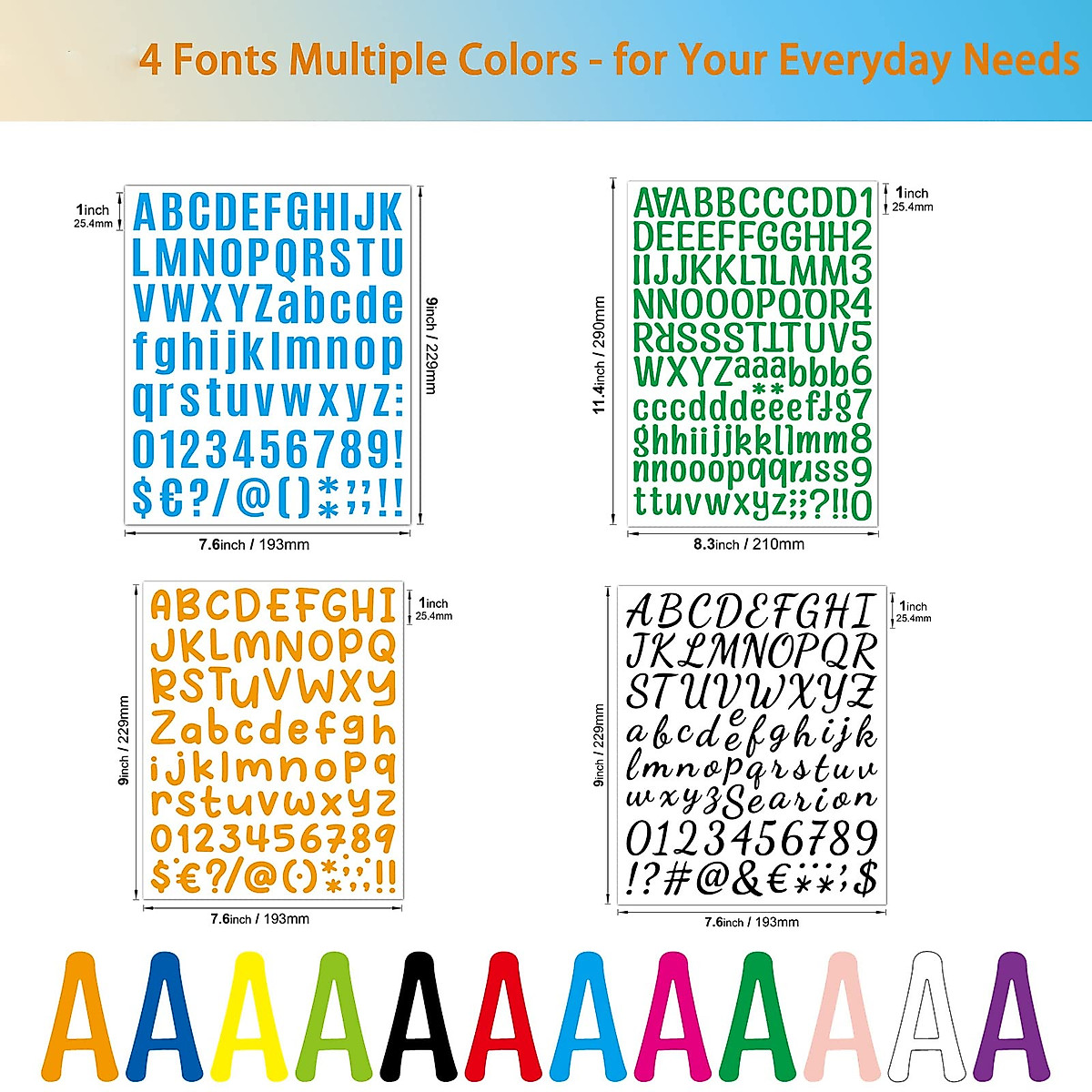 972 Alphabet Stickers Large 12 Sheets Letter Stickers, 1 inch Vinyl Self-Adhesive Sticker Letters, Black Sticker Letters ABC and DIY Mailbox House Numbers, for Labels, Store Signs, Scrapbooking Crafts