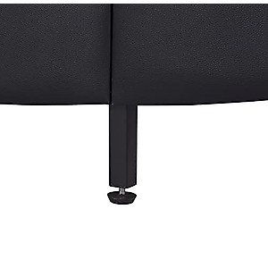 Lostcat Full Modern Upholstered Faux Leather Platform Bed with LED Light Bed Frame,Strong Wood Slats Support,Wave Like Curve Low Profile Bed Frame for Boys/Girls/Adult Bedroom,Easy Assembly,Black