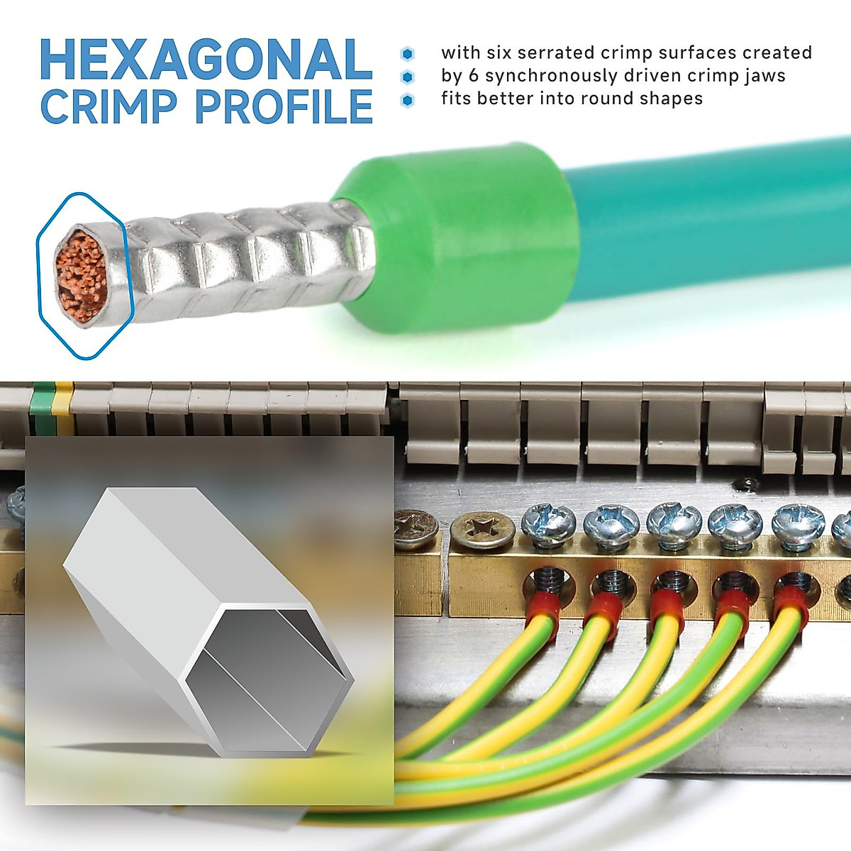 iCrimp Hexagonal Ratchet Crimper for End Sleeves and Ferrules 0.5-16mm2 AWG 20-5