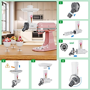 OTOmitra Frozen Fruit Soft Serve Maker for KitchenAid Stand Mixer, Dairy-Free Fruit Desserts Maker, Frozen Yogurt Maker, Dishwasher-Safe Sorbet Maker, Natural Ice Cream Maker Attachment