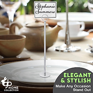 Gray Bunny Metal Table Number Holders, 12 Pack, 12 Inches, Chrome Place Card Holders, Picture Holders for Tables, Table Card Holders for Wedding Table Numbers, Table Number Stands, Table Sign Holders