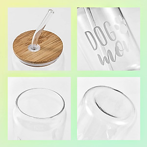 SHENDONG Dog Mom Iced Coffee Glass Cup,Gifts For Mom From Daughter, Son, Kids- Birthday gift Gifts For Mom, Women, Wife - Can Shaped Glass Cups For Mom, Mother, Wife, Bonus Mom, Mothers In Law, Mama