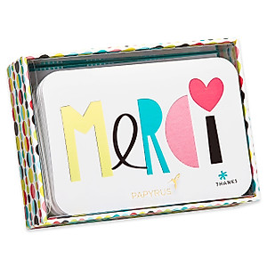 Papyrus Thank You Cards with Envelopes, Merci (14-Count)